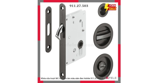 Khóa cửa trượt WC tay nắm âm màu xám đen Hafele 911.27.503
