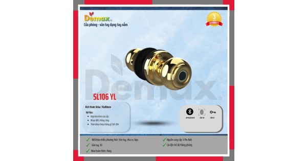 Khóa Vân Tay Demax SL106 YL, Hợp Kim Kẽm Cao Cấp, Chống Gỉ ABS