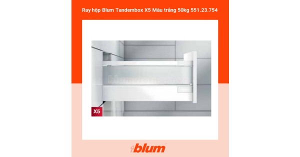 Ray hộp Blum Tandembox X5 Màu trắng 50kg 551.23.754